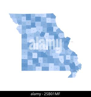 Missouri, MO - detailed political map of US state. Administrative map ...
