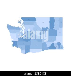 Washington, WA - detailed political map of US state. Administrative map ...