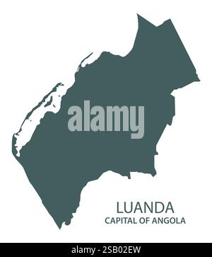 Luanda map, capital city of Angola. Municipal administrative area map ...