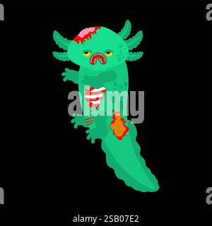 Zombie axolotl isolated. Green Amphibian Salamander Stock Vector Image ...