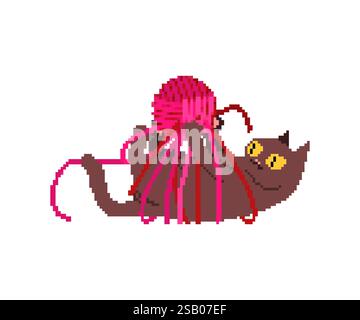 Cat Pixel art isolated. 8 bit Pet. pixelated Vector illustration Stock ...