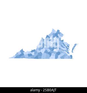 Virginia, VA - detailed political map of US state. Administrative map ...