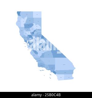 California, CA - detailed political map of US state. Administrative map ...