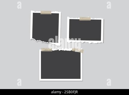 Simple elegant mood board photo collage white background with shadows ...