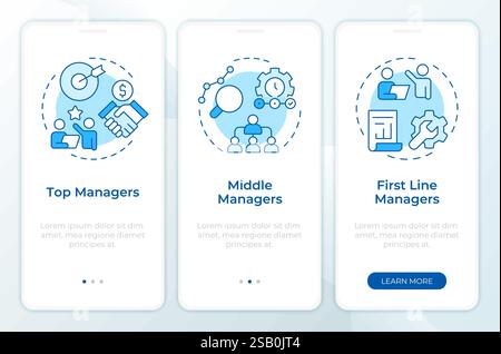 Levels of management blue onboarding mobile app screen Stock Vector ...