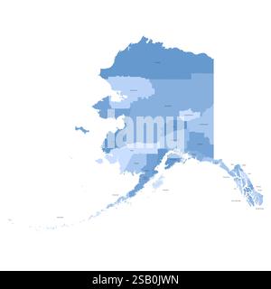 Alaska, AK - detailed political map of US state. Administrative map ...