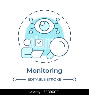 IT monitoring and performance management soft blue concept icons Stock ...
