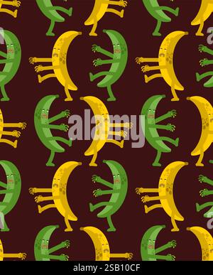 Zombie banana pattern seamless. Fruit has rotted to death background ...