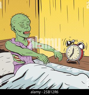 Zombie waking up in the morning pop art vector Stock Vector Image & Art ...