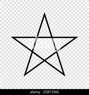 Black outlined pentagram featuring a five pointed star with ...