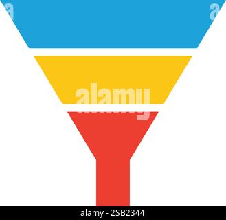 A design of a Funnel diagram with three steps template isolated on ...