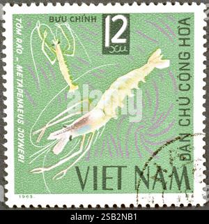 Cancelled postage stamp printed by Vietnam, that shows Indian Star ...