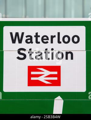 Network Rail Waterloo Station signage and roundel outside Waterloo ...