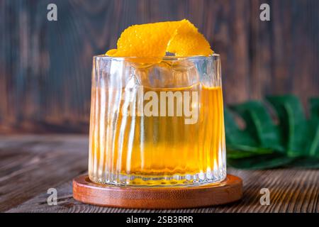 Banana Old Fashioned with orange zest garnish Stock Photo - Alamy