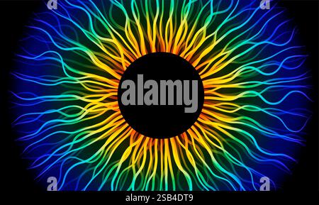 Illustration of a multicoloured iris. The iris is the coloured part of ...