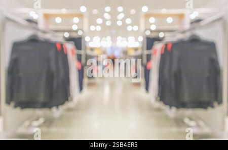 Abstract blur clothing boutique display interior of shopping mall ...