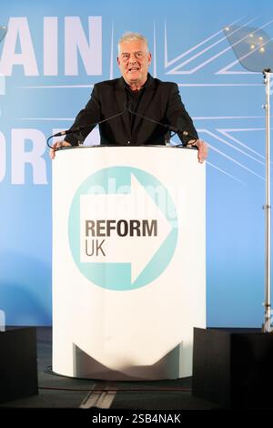 Reform UK MP for Ashfield, Lee Anderson, speaks during the party's annual conference at the ...