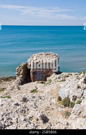 Ruined machine gun nest from the spanish civil war in the beach ...