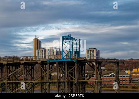 The historic structure of Dunston Coal Staithes separates the channel ...
