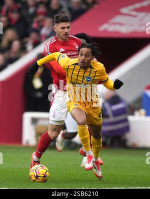 Morato of Nottingham Forest and Joao Pedro of Chelsea battle for the ...