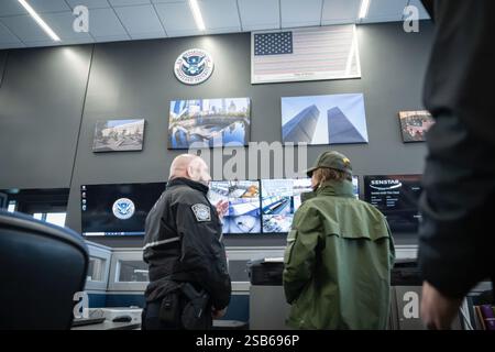 U.S. Homeland Security Secretary Kristi Noem, left, and Sean Plankey ...