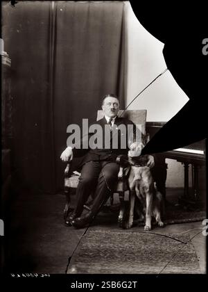 Portrait of Nazi Party leader Adolf Hitler wearing street clothes with ...