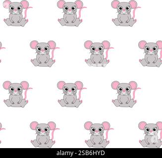 Cute mouse seamless pattern illustration Stock Vector Image & Art - Alamy