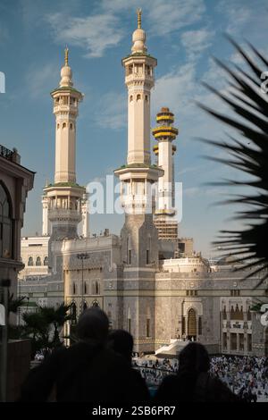 Minarets of Al Masjid Al Haram mosque around the Kaaba in Hajj ...