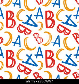 seamless pattern colorful alphabet on white background Stock Vector ...