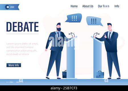 Debate before vote landing page template. Leaders of opposing political ...