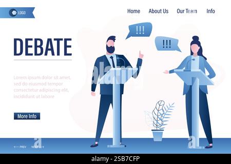 Debate before vote landing page template. Leaders of opposing political ...