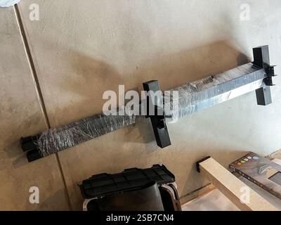 Platform Bed Frame Wrapped for Moving Stock Photo - Alamy