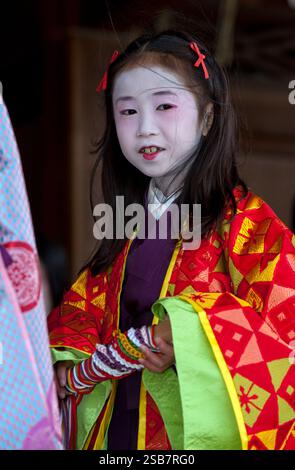 Females dressed in colorful kimono as aristocrats from the Heian Period ...