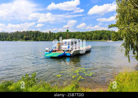 Ferry boat, Lake Beldany, Wierzba, Ruciane-Nida, Warmia Masuria, Poland ...
