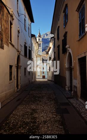 Old houses in the village of Ala in the province of Trento, Italy Stock ...
