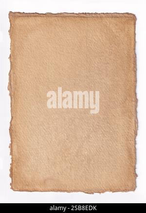 Deckled edged antique stained paper. Blank manuscript for graphics and ...