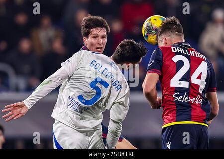Como, Italy. 7 February 2025. Edoardo Goldaniga of Como 1907 look ...