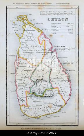 This historical map of Ceylon (now Sri Lanka) captures the geographic ...