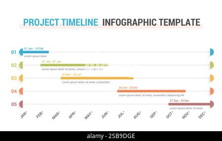 Project timeline with five stages, infographic template, vector eps10 ...