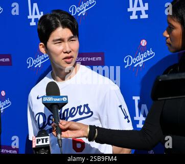 Los Angeles Dodgers' Hyeseong Kim prepares to bat during the second inning of a spring training ...