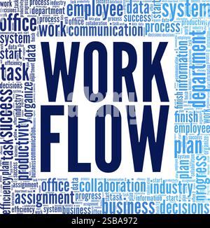 Workflow word cloud conceptual design isolated on white background ...