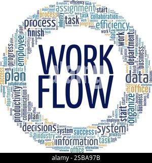 Workflow word cloud conceptual design isolated on white background ...