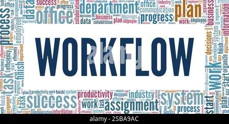 Workflow word cloud conceptual design isolated on white background ...