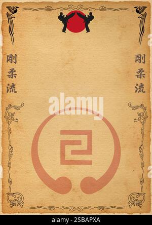 Certificate, diplom karate GOJU RYU OKINAWA karate . Old vintage paper ...