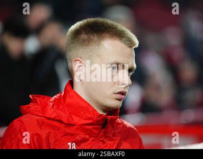 February 01 2025: Arthur Vermeeren of RB Leipzig looks on during a 1 ...