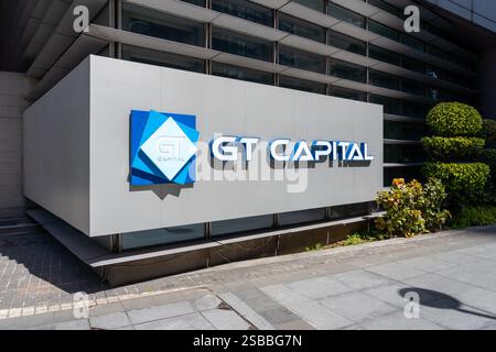 GT Capital logo and sign at company’s headquarters in Makati City ...