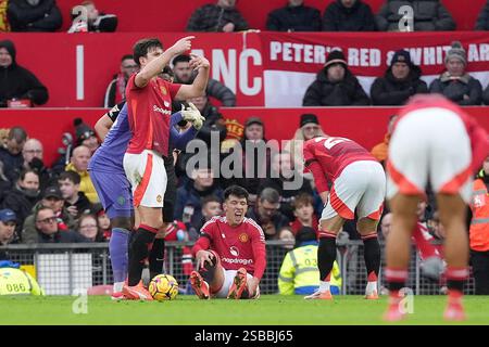 Lisandro Martinez of Manchester United reacts during the Premier League ...