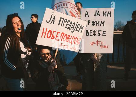 Cacak, Serbia - Febryary 01, 2025: Protest on the two main bridges ...