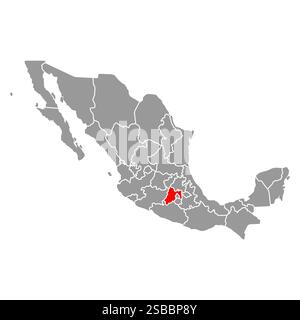 Morelos state silhouette map isolated on white background, Mexico Stock ...