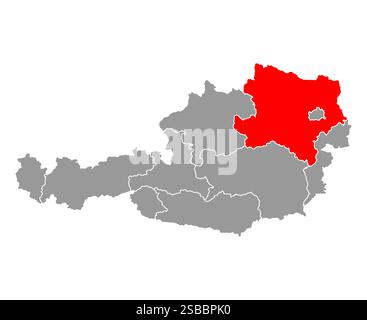 Lower Austria map, Austrian state. Austria administrative division ...